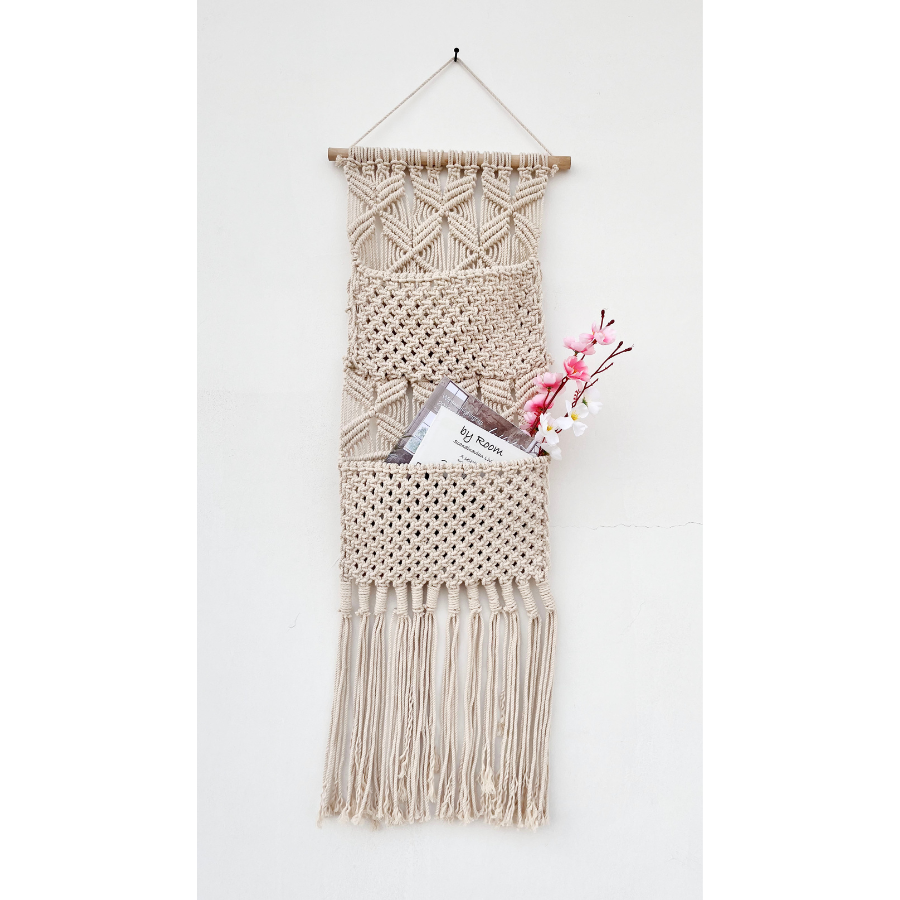 Buy Brong Macramé Wall Hanging Book Holder with Dual Pockets online