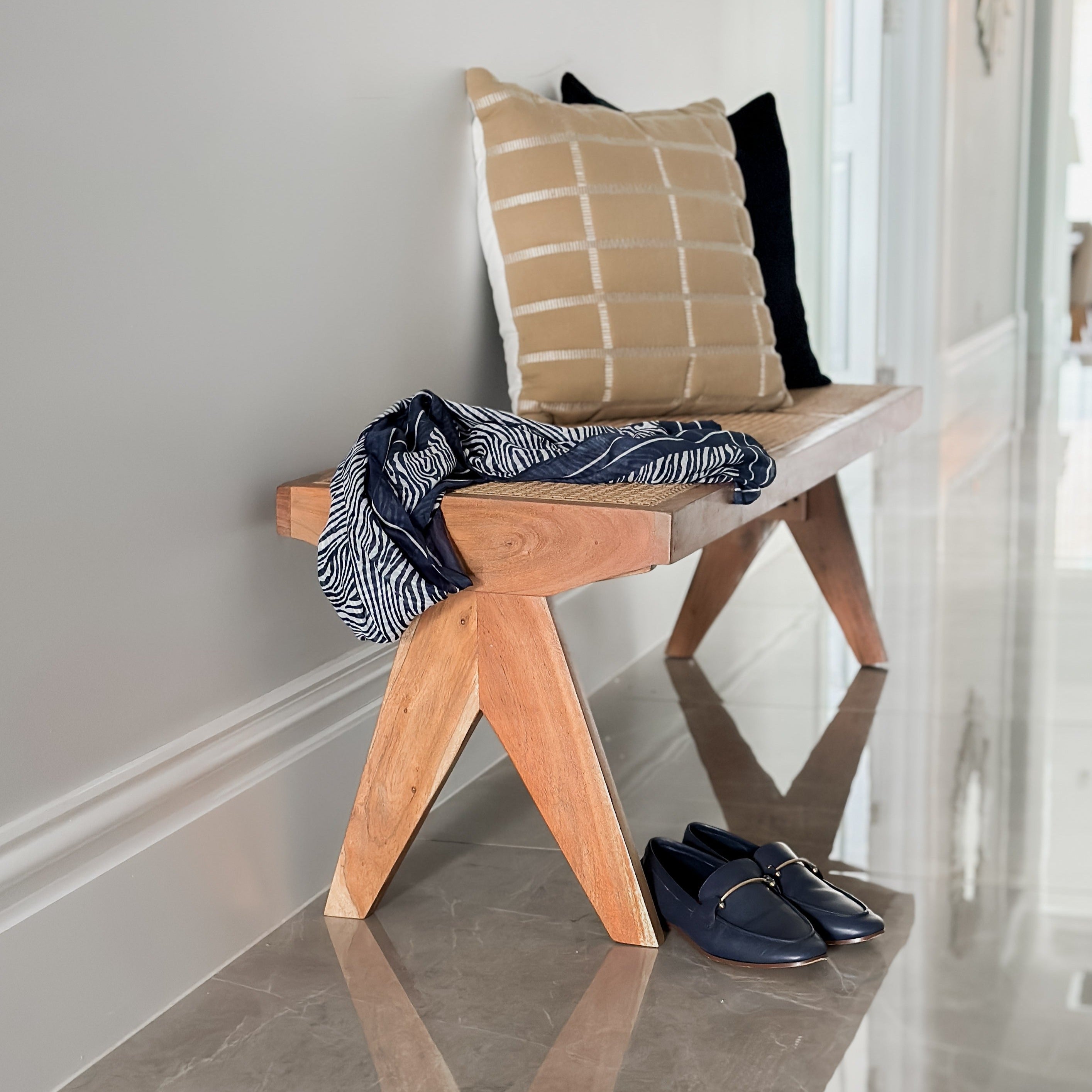 Buy Byron Natural 2 Seater Mango Wood Rattan Bench Online in Australia