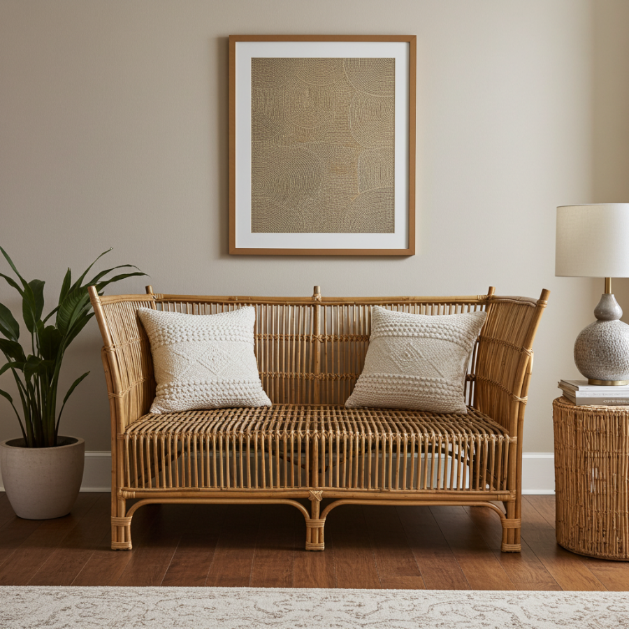 Buy Cane 2 Seater Sofa Natural Online in Australia | Fab Habitat