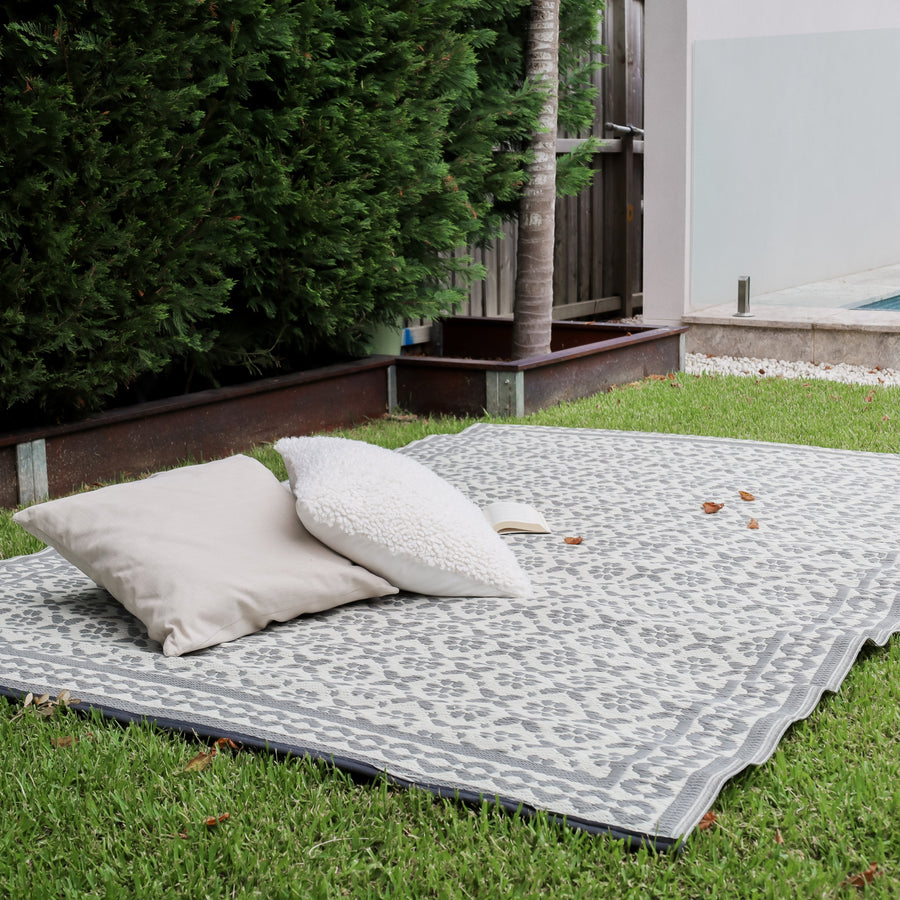 Buy Ronda Grey Recycled Plastic Outdoor Rug in Australia