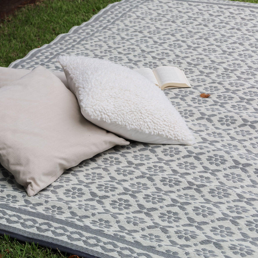 Buy Ronda Grey Recycled Plastic Outdoor Rug in Australia