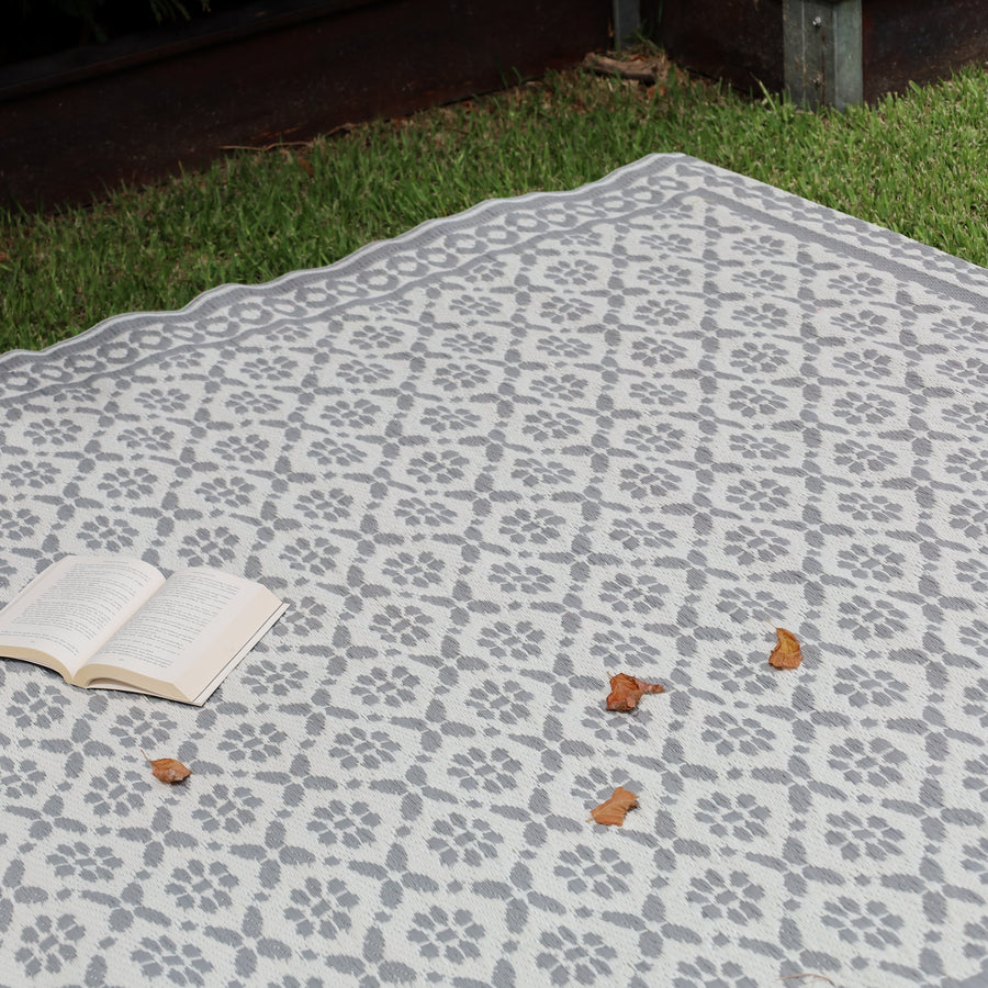 Buy Ronda Grey Recycled Plastic Outdoor Rug in Australia