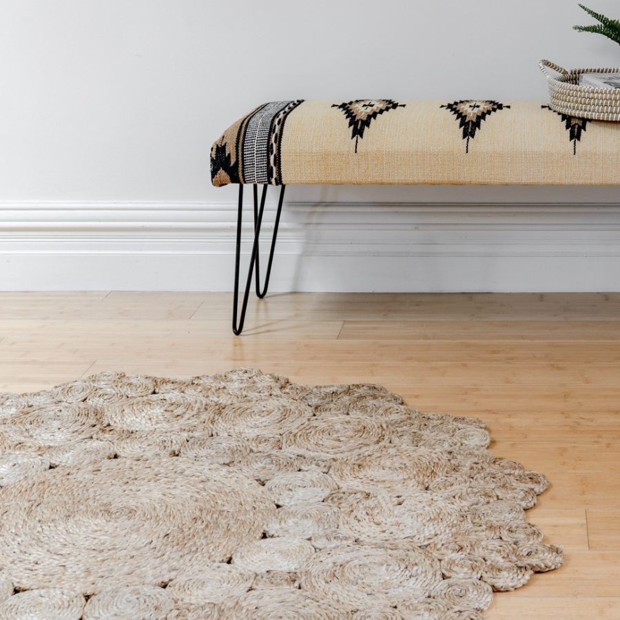 Buy Marigold Eco-friendly Round Jute Rug Online in Australia