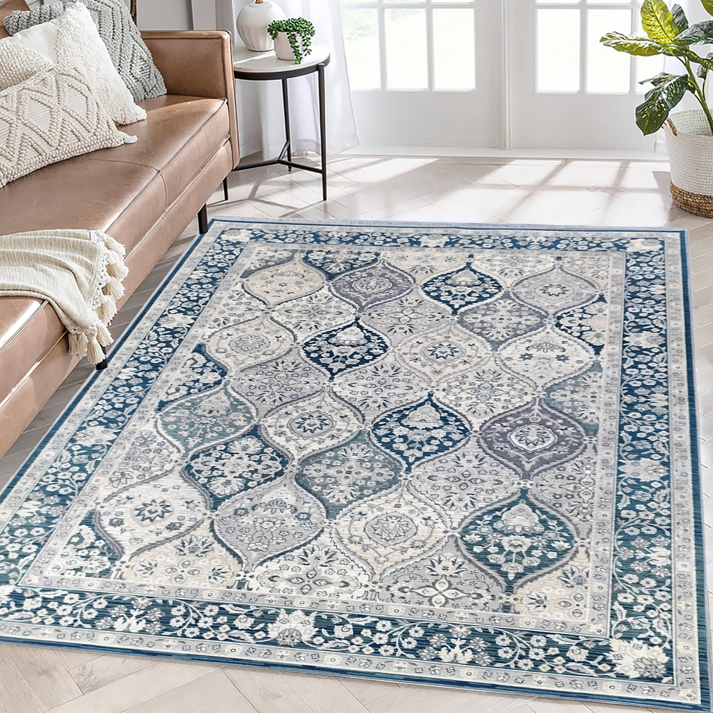 Buy Fiang Multicolour Blue Non-slip Rug online in Australia