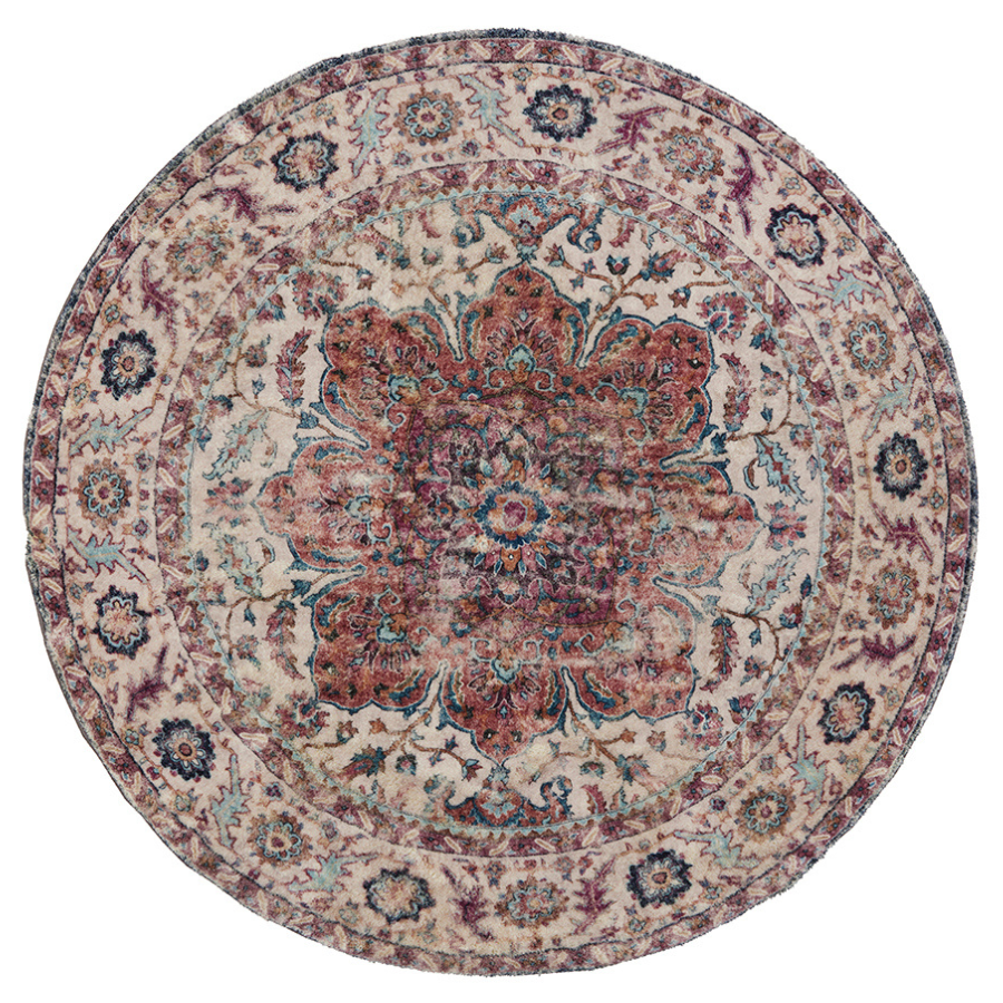 Buy Babylon Multicolour Traditional Distressed Round Area Rug Online